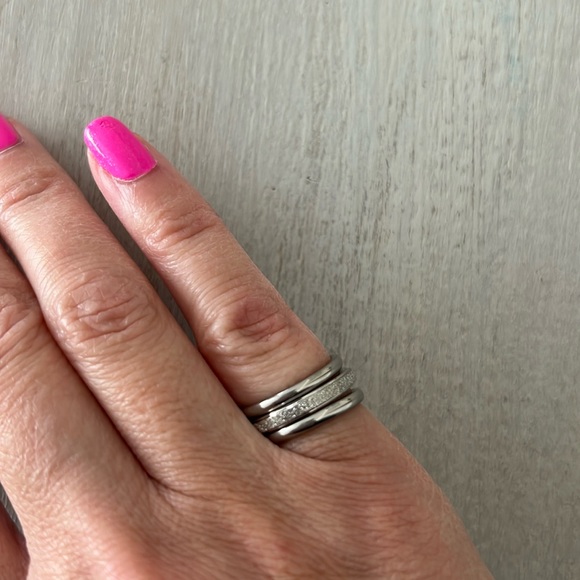 Jewelry | Set Of 3 Stacking Silver Looking Steel Rings Size 5 One Is ...